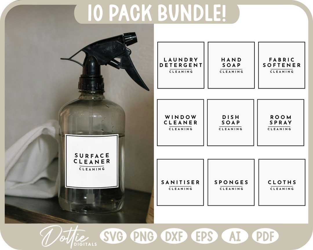 Cleaning Products Labels Svg Bundle 10 Designs Pack Bundle – SVG Png ...