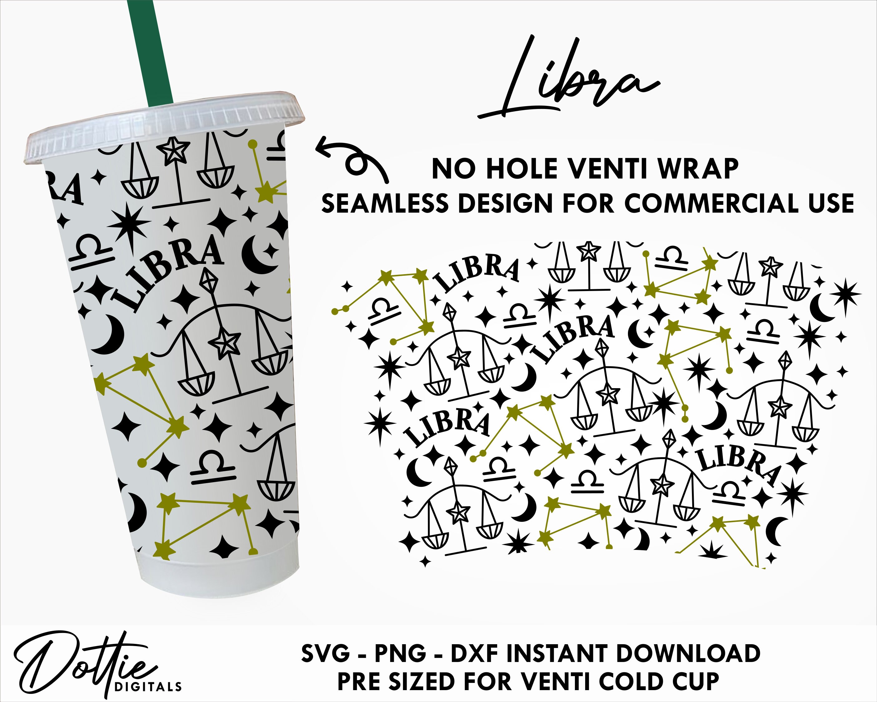 Libra Sbux Cold Cup No Hole SVG PNG Dxf No Gap Star Sign - Etsy
