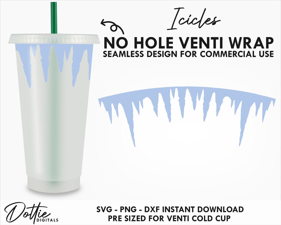 Icicles 24oz Cold Cup No Hole SVG PNG Dxf No Gap Festive Xmas Winter ...