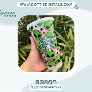 Aliens Sbux Cold Cup SVG PNG Dxf Outer Space Alien Heads Cutting File ...