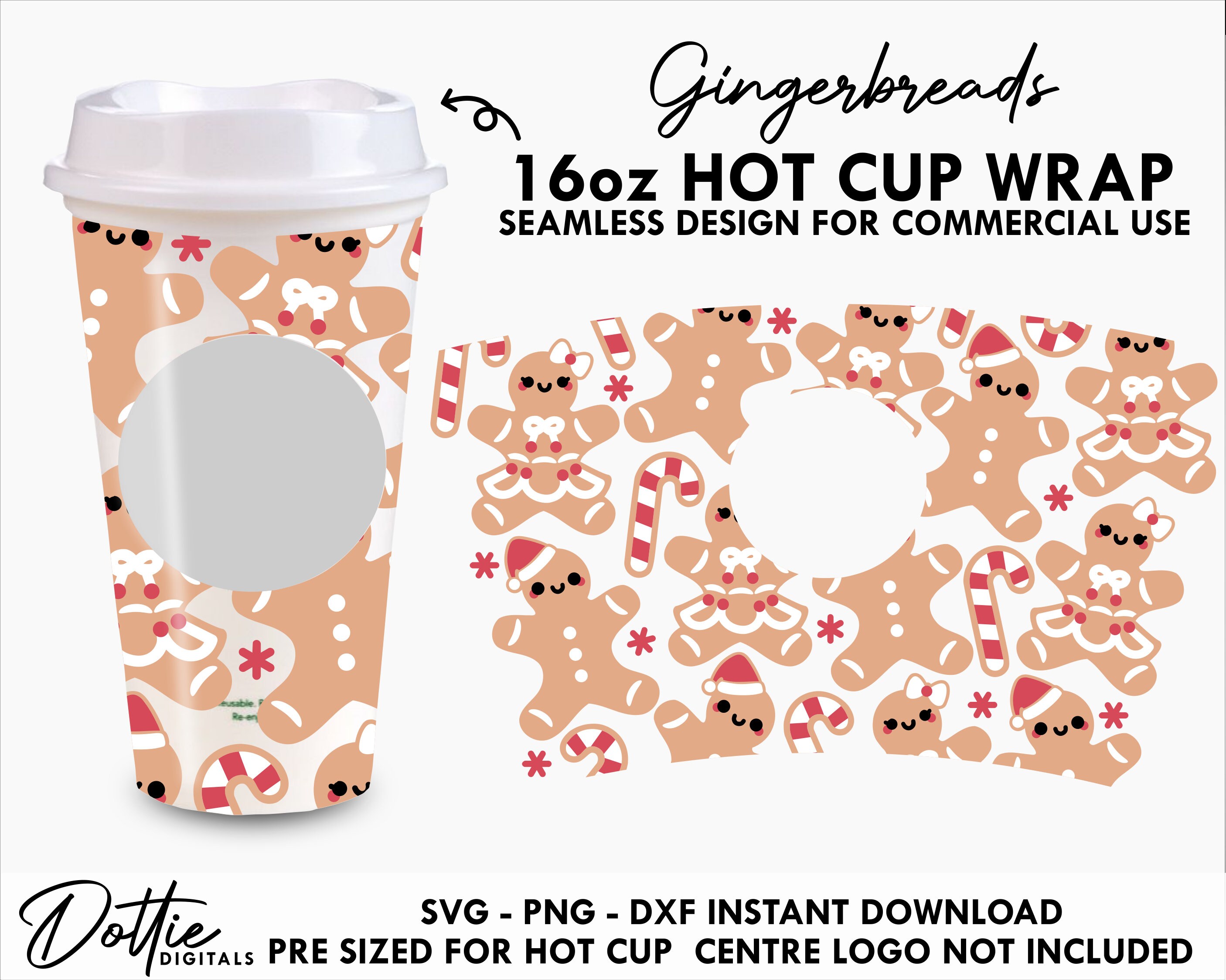 Christmas Gingerbread Sbux Hot Cup SVG Xmas Festive Cookies - Etsy