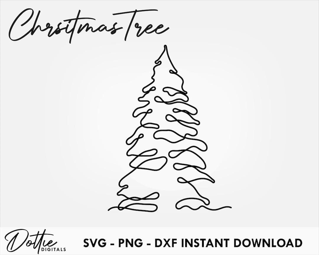 Christmas Tree SVG PNG DXF Winter Line Drawing Cutting File Instant ...