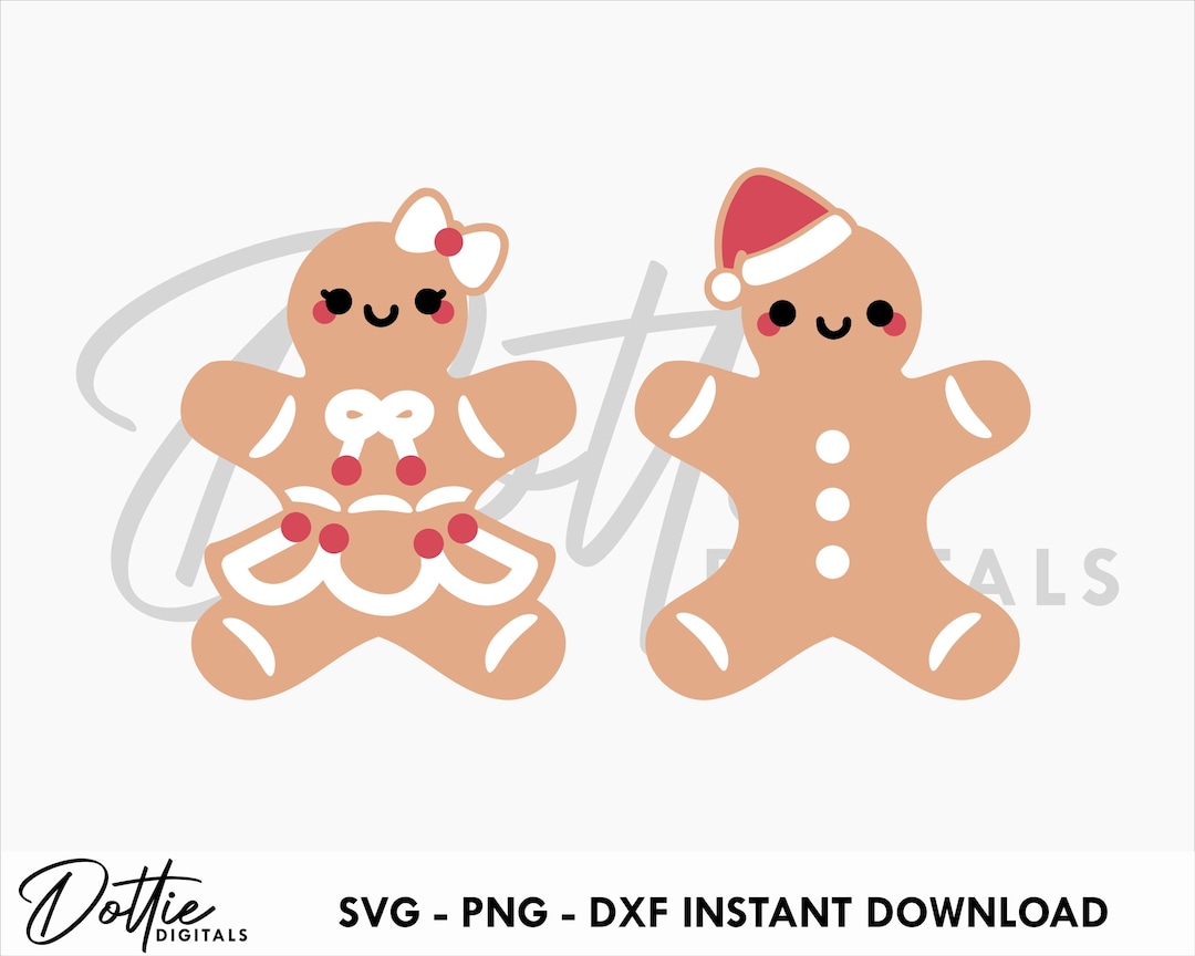 Gingerbread Man and Woman SVG PNG DXF Festive Cookies Gingerbread Girl ...