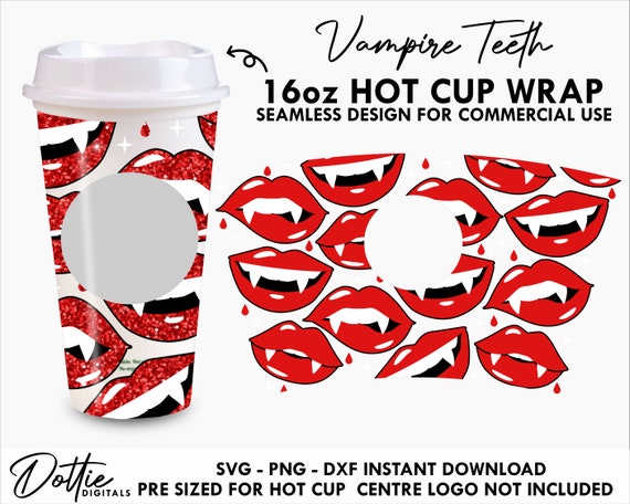 Vampire Teeth Sbux Hot Cup SVG Halloween Bite Kiss Lips Hot - Etsy