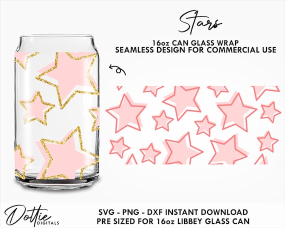 Stars 16 Oz Glass Can Cutfile SVG PNG DXF Layered Outline | Etsy