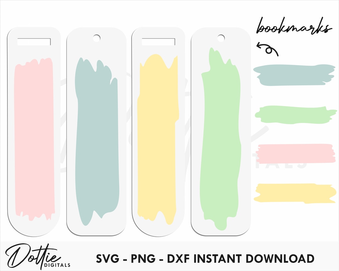 Paint Stroke Bookmark Design Bundle SVG PNG DXF - Messy Paint Brush ...