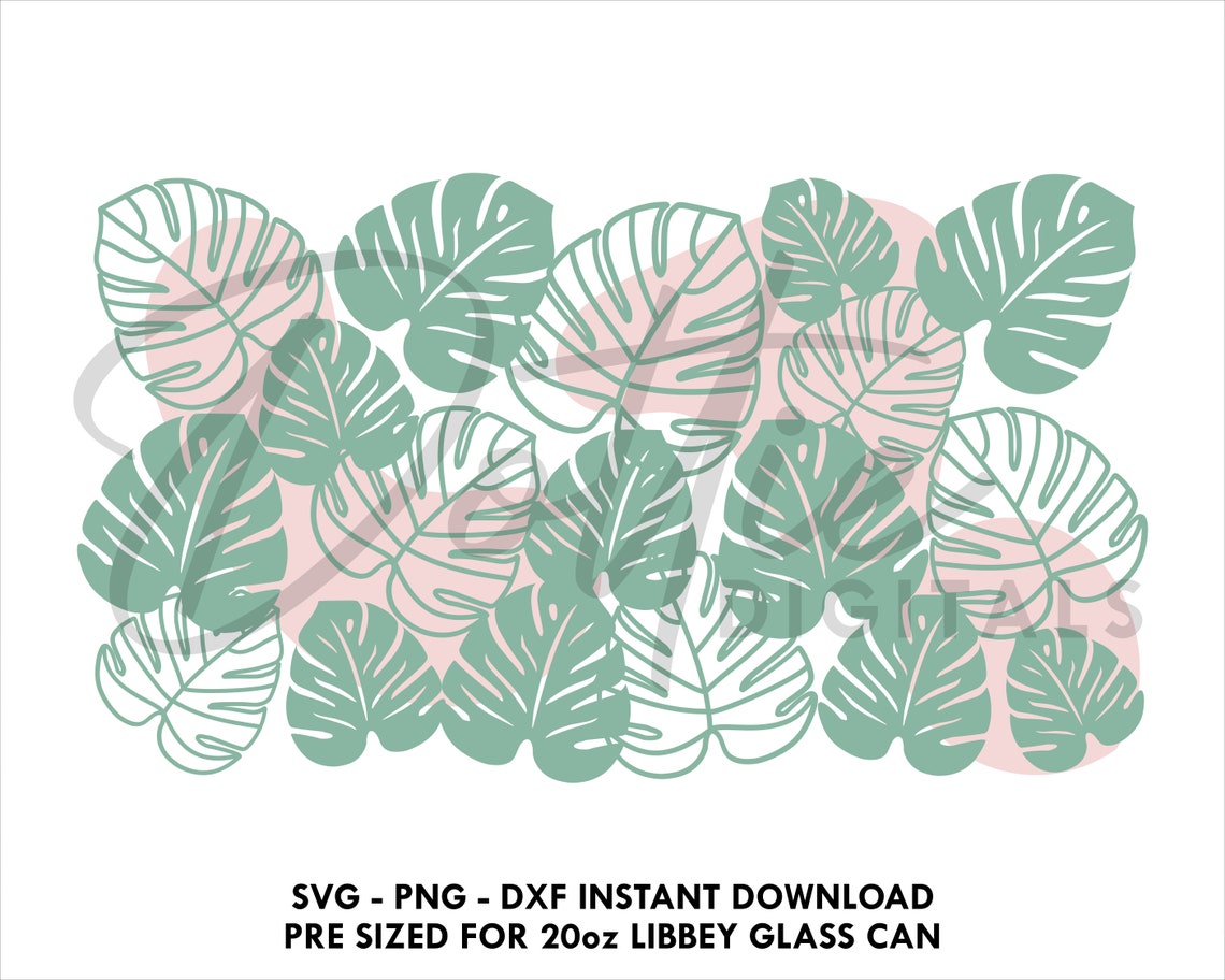 Abstract Monstera 20 Oz Glass Can SVG Can Boho Cheese Plant - Etsy