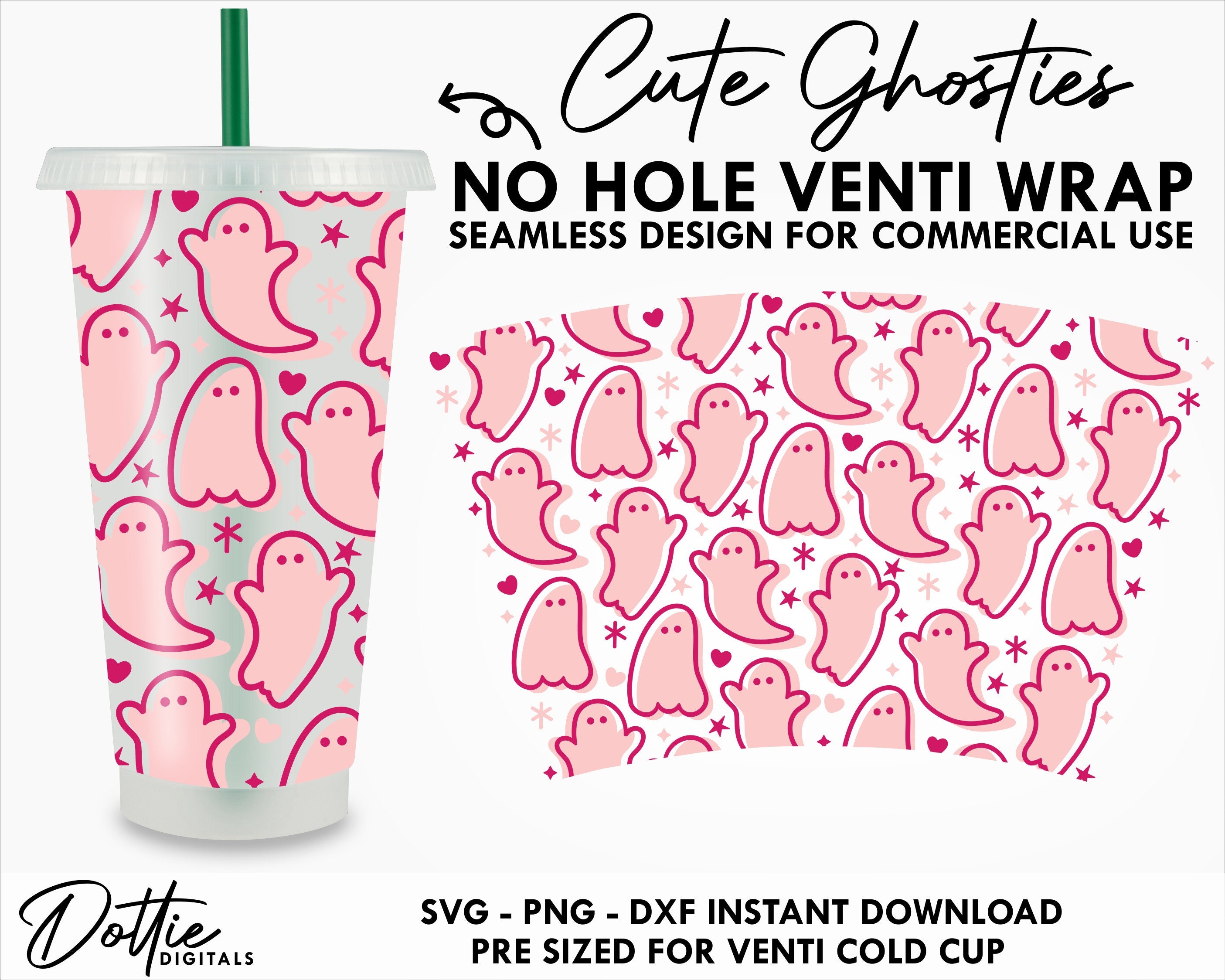 Cute Ghosts Cold Cup No Hole SVG PNG Dxf No Gap Halloween Full - Etsy