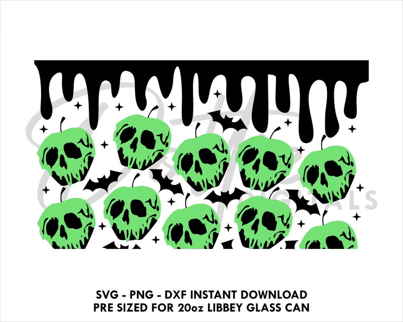 Dripping Poison Apple 20 Oz Glass Can SVG Can Halloween Skull - Etsy