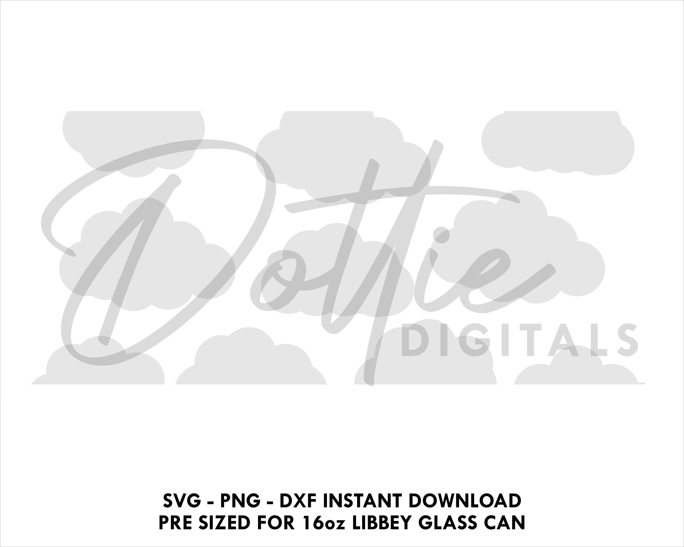 Fluffy Clouds 16 Oz Glass Can Cutfile SVG PNG DXF Cloudy Sky - Etsy
