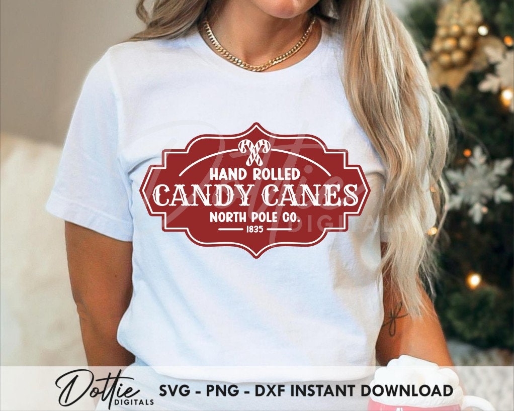 Hand Rolled Candy Canes SVG PNG DXF - Christmas Sign Cut File Design ...