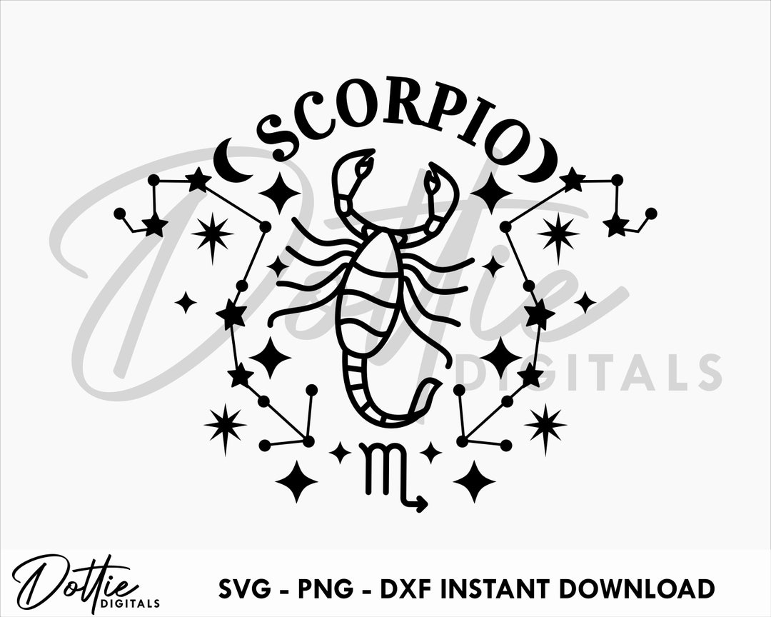 Scorpio SVG PNG DXF Star Sign Cutting File Design - Scorpion Astrology ...
