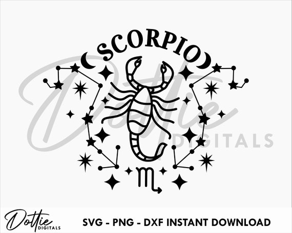 Scorpio SVG PNG DXF Star Sign Cutting File Design Scorpion - Etsy