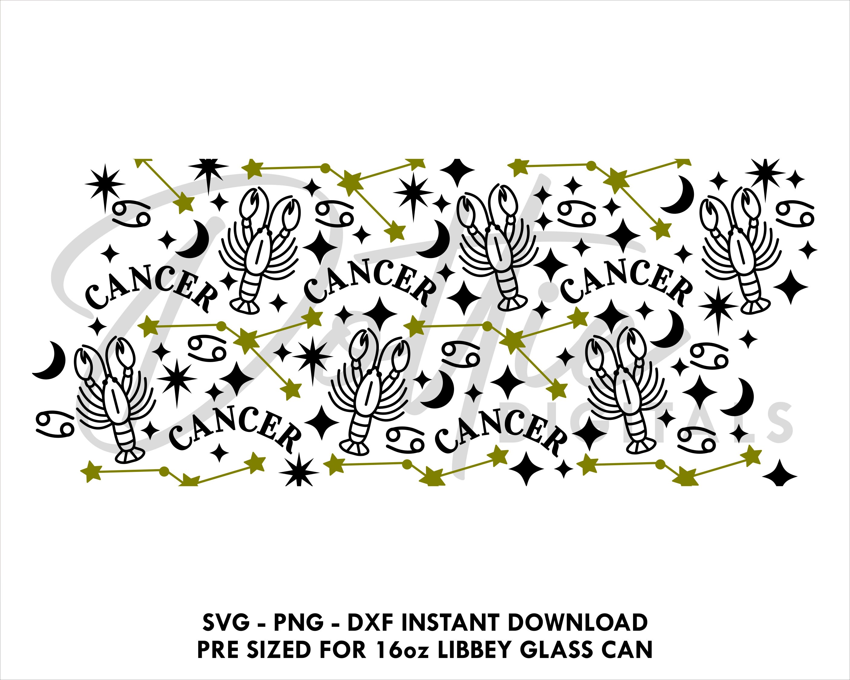 Cancer Glass Wrap SVG Star Sign Zodiac Symbol Constellation - Etsy