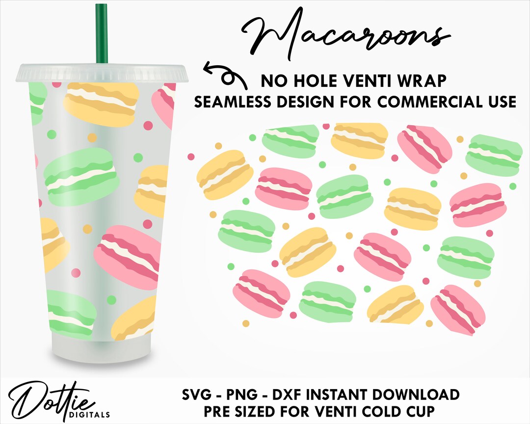 Macaroons Sbux Cold Cup No Hole SVG PNG Dxf No Gap Macaron Biscuit ...