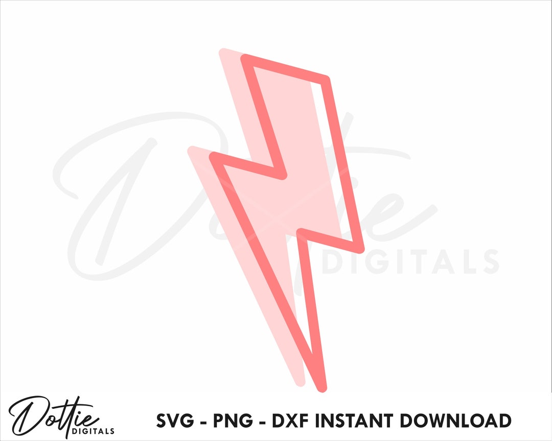 Layered Lightning Bolt SVG PNG DXF Cute Pink Cutting File Design - Line ...
