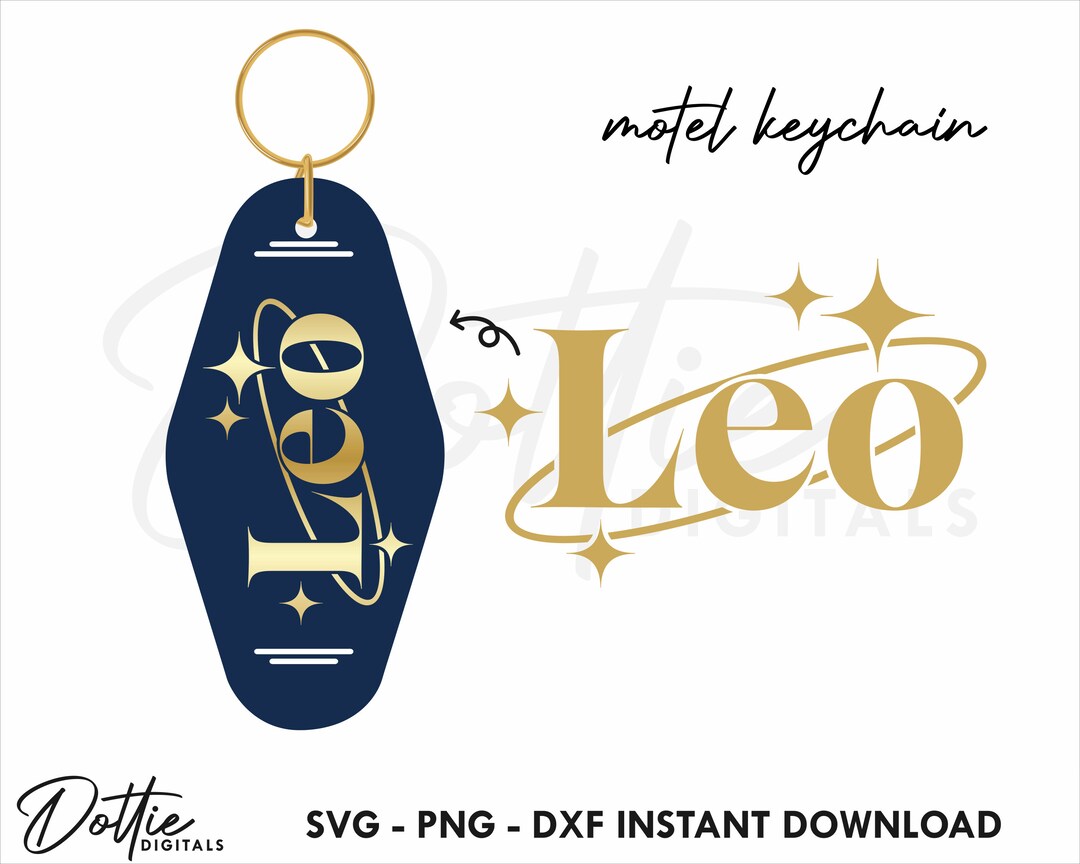 Leo Motel Keychain SVG PNG DXF - Zodiac Hotel Keyring Design Svg, Star ...