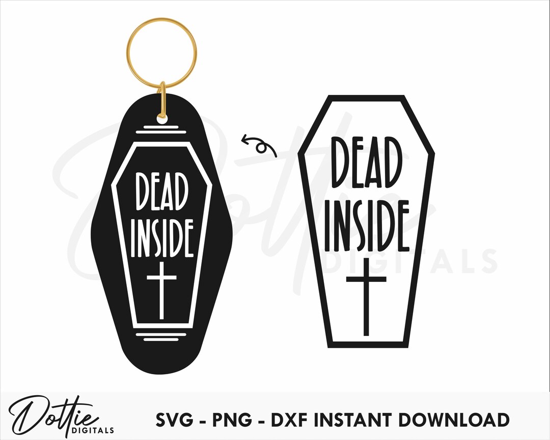 Dead Inside Coffin Halloween Motel Keychain SVG PNG DXF - Retro Hotel ...