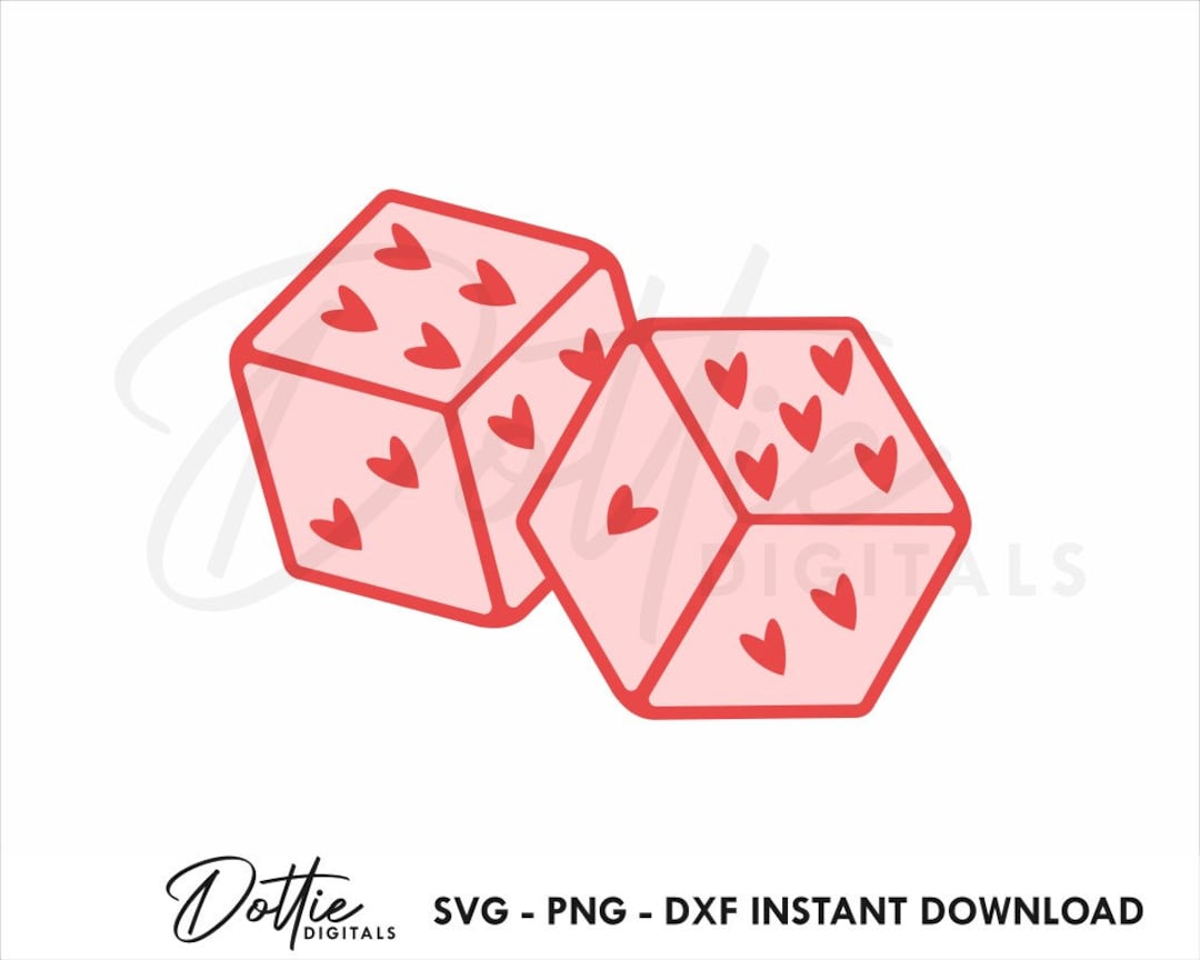 Heart Dice SVG PNG DXF - Love Valentines Games Svg Cutting File Design ...