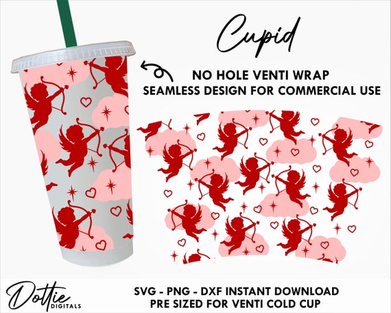 Cupid Sbux Cold Cup No Hole SVG PNG DXF No Gap Romantic - Etsy