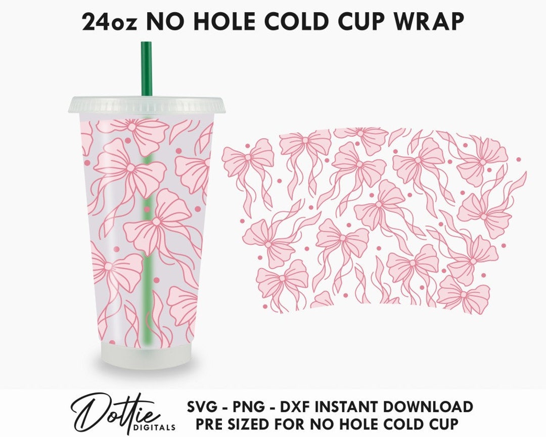 Flowy Flowing Bows Sbux Cold Cup No Hole SVG PNG Dxf No Gap Full Wrap ...