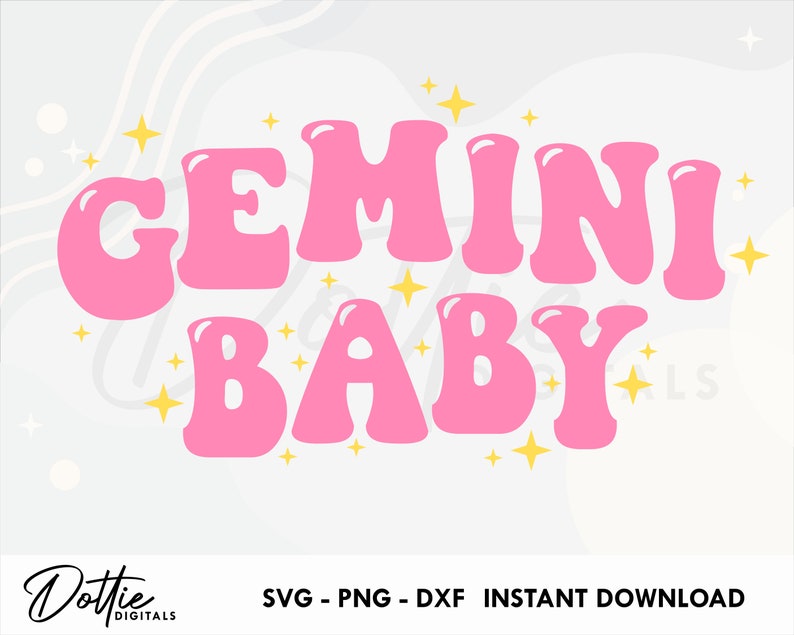 Gemini Baby SVG PNG DXF Star Sign Cutting File Design - Funky ...