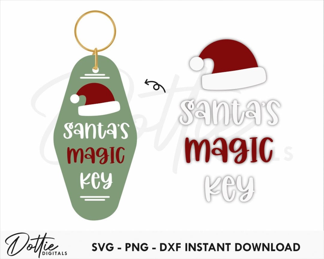 Santa's Magic Key Christmas Motel Keychain SVG PNG DXF - Retro Hotel ...