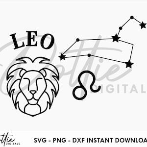 Leo Bundle SVG PNG DXF Star Sign Pack Cutting File Design - Etsy