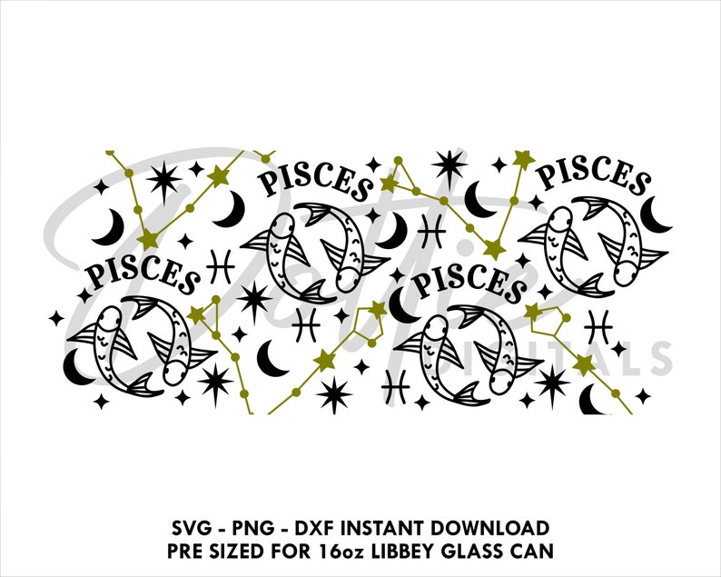 Pisces 16 Oz Glass Wrap SVG Star Sign Zodiac Symbol Fish - Etsy