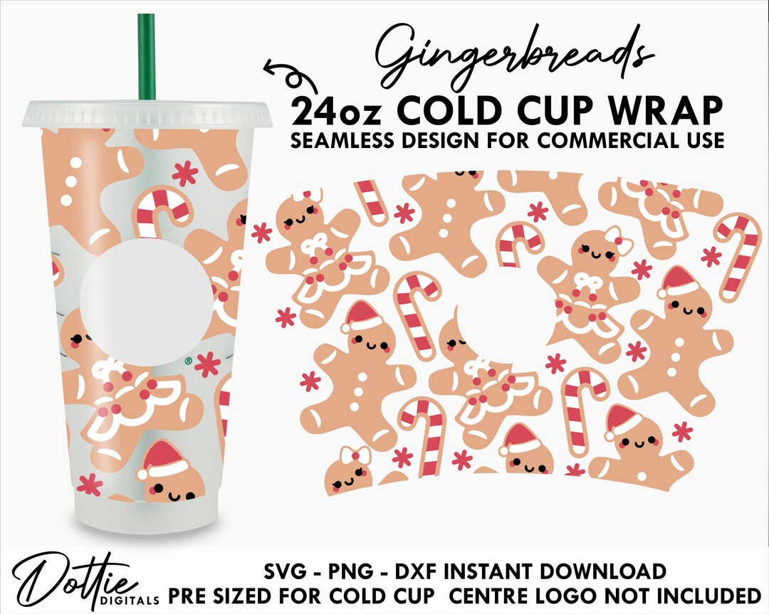 Gingerbread Sbux Cold Cup SVG PNG DXF Festive Xmas Cookies Holidays ...