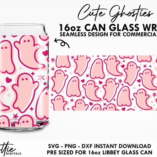 Cute Ghosts Glass Wrap SVG Halloween Boo Pink Layered 16oz Can - Etsy