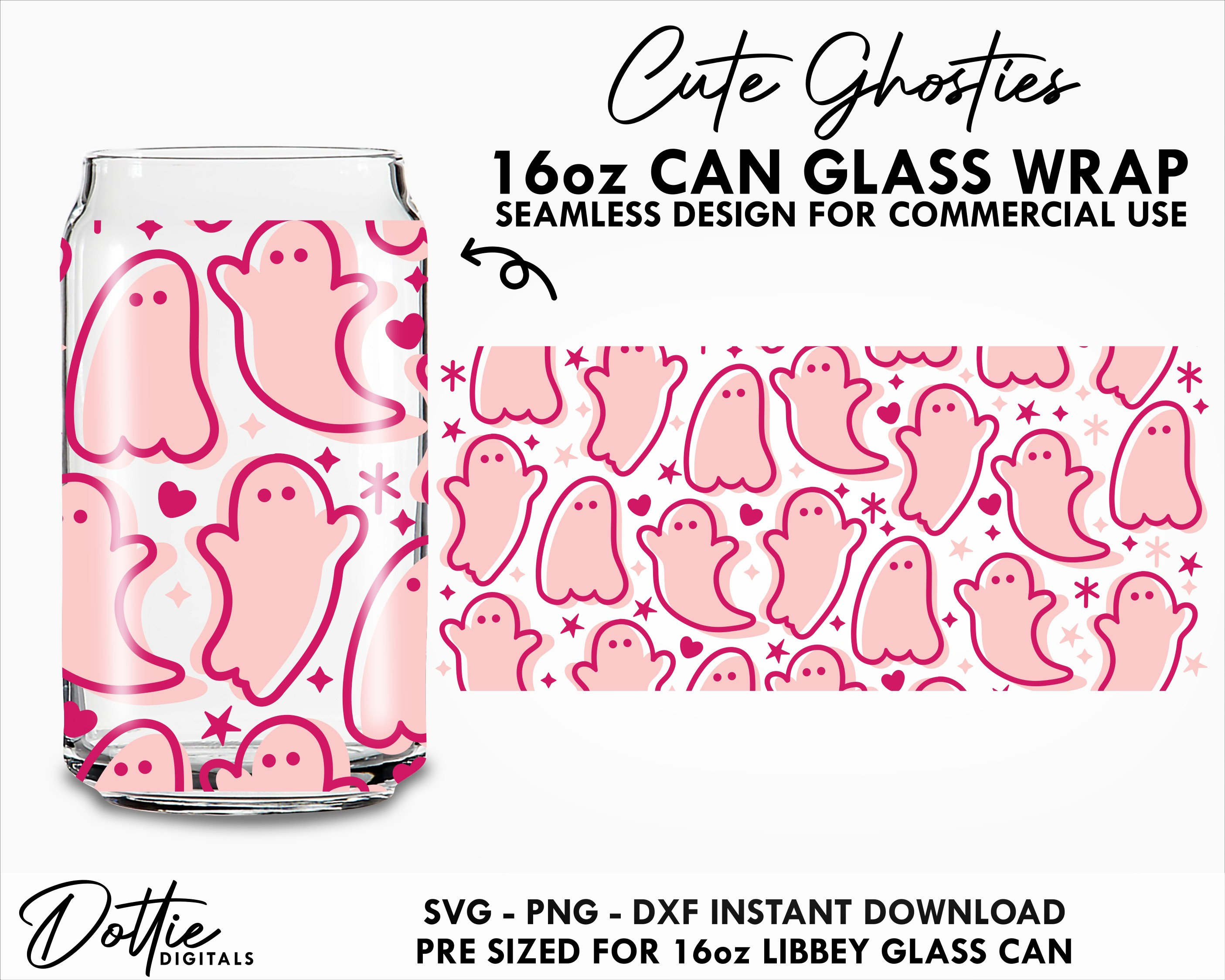 Cute Ghosts Glass Wrap SVG Halloween Boo Pink Layered 16oz Can - Etsy UK
