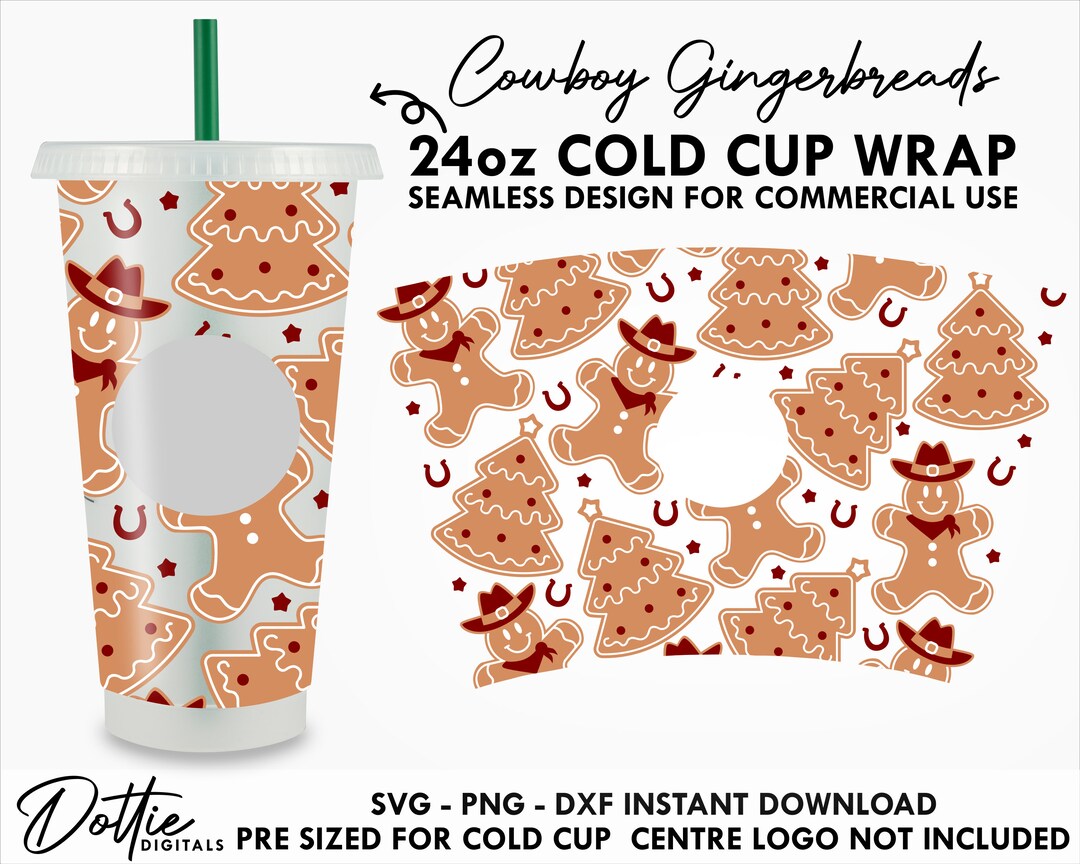 Cowboy Gingerbreads Sbux Cold Cup SVG PNG DXF Festive Xmas Cookies ...