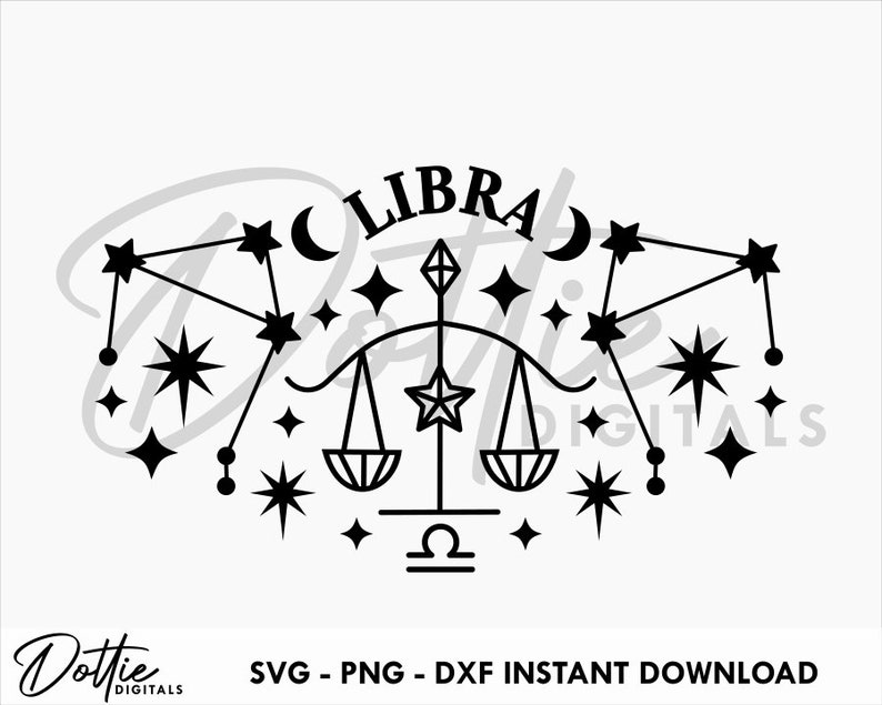 Libra SVG PNG DXF Star Sign Cutting File Design Scales - Etsy