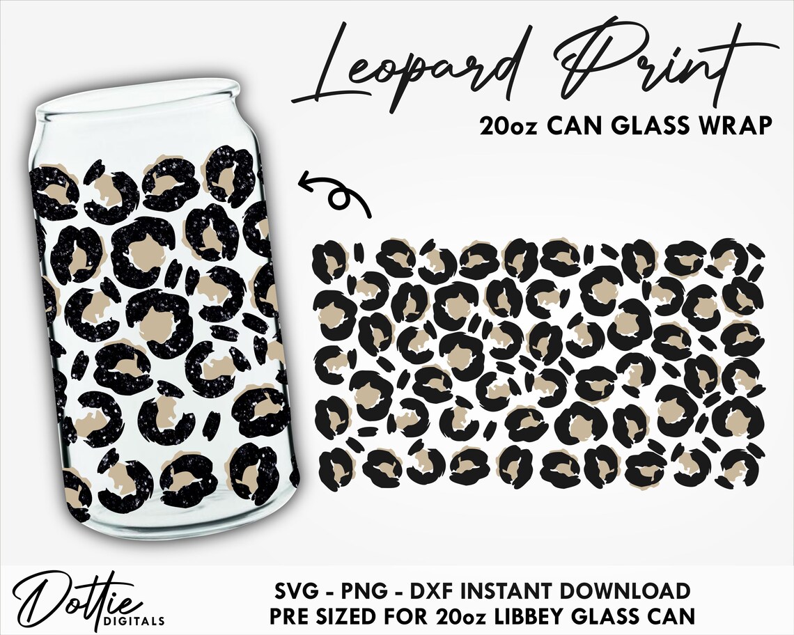Beer Glass SVG Leopard Print 20oz Beer Can Animal Pattern Wrap Svg PNG ...