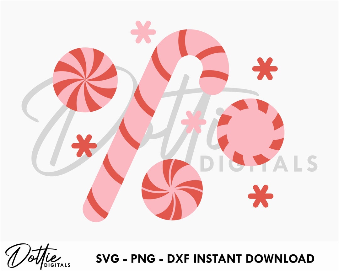 Pink Mint Candy Peppermint Candy Canes SVG PNG DXF Traditional Festive ...