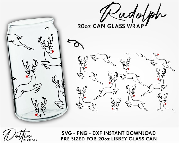 Rudolph Glass SVG 20oz Can Christmas Wrap Svg PNG DXF Xmas Cup - Etsy