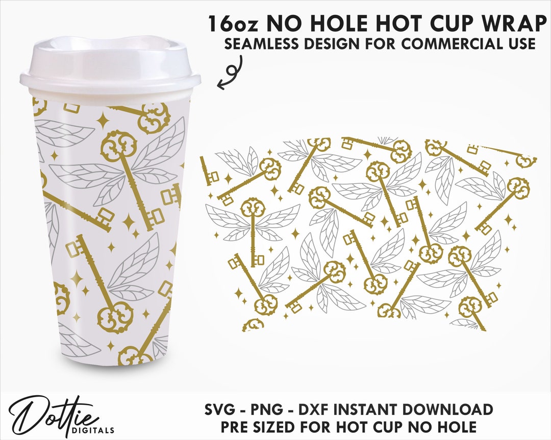 Flying Keys Sbux Hot Cup No Hole SVG Magical Keys With Wings 16oz Hot ...