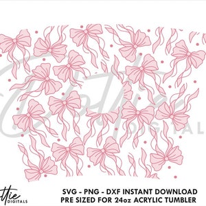 Flowy Flowing Bows Sbux Double Wall Acrylic Tumbler SVG PNG DXF Pink ...