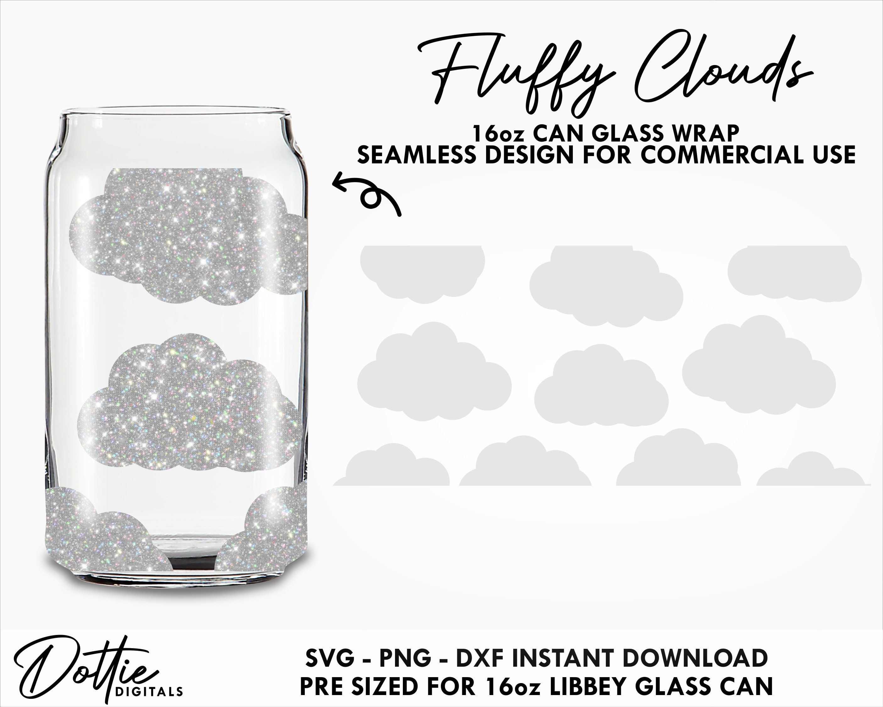 Fluffy Clouds 16 Oz Glass Can Cutfile SVG PNG DXF Cloudy Sky - Etsy