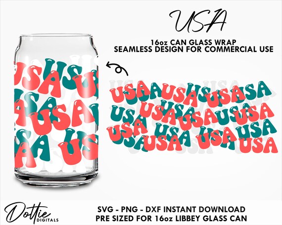 USA 16 Oz Glass Can Cutfile SVG PNG Dxf United States America | Etsy