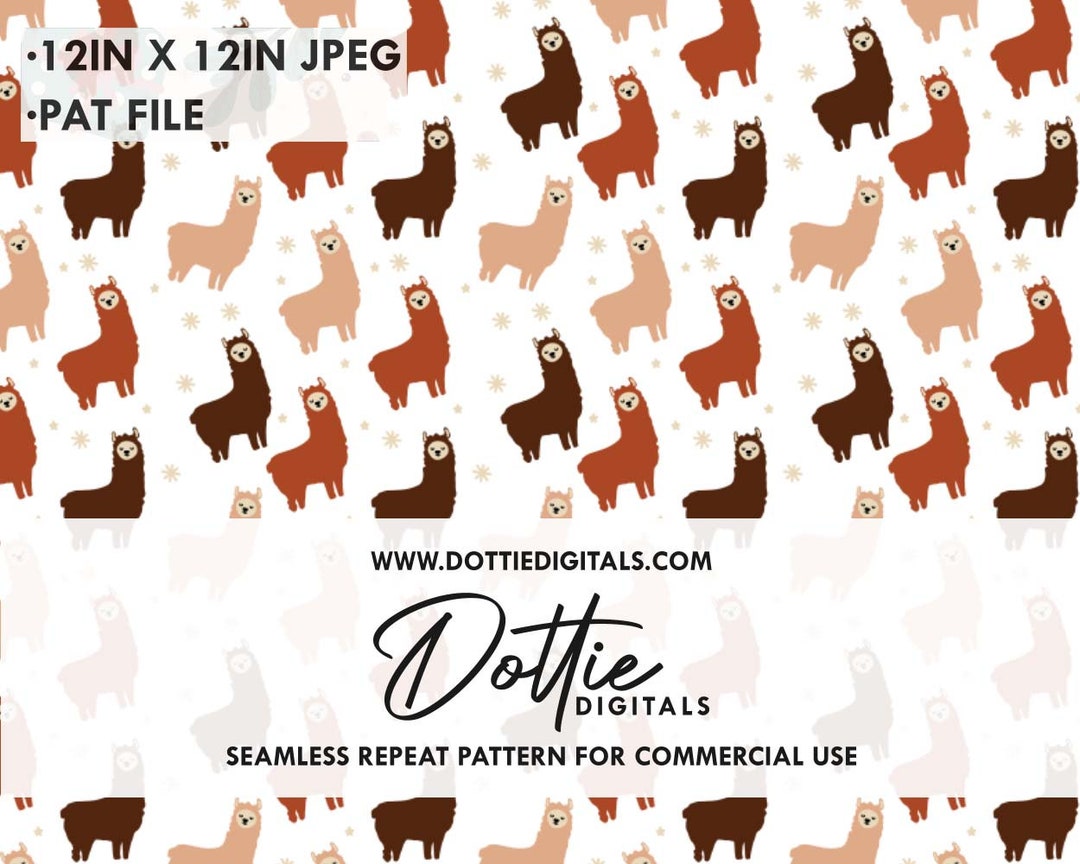 Llamas Seamless Pattern Alpacas Repeat Pattern JPG PAT File Farm ...