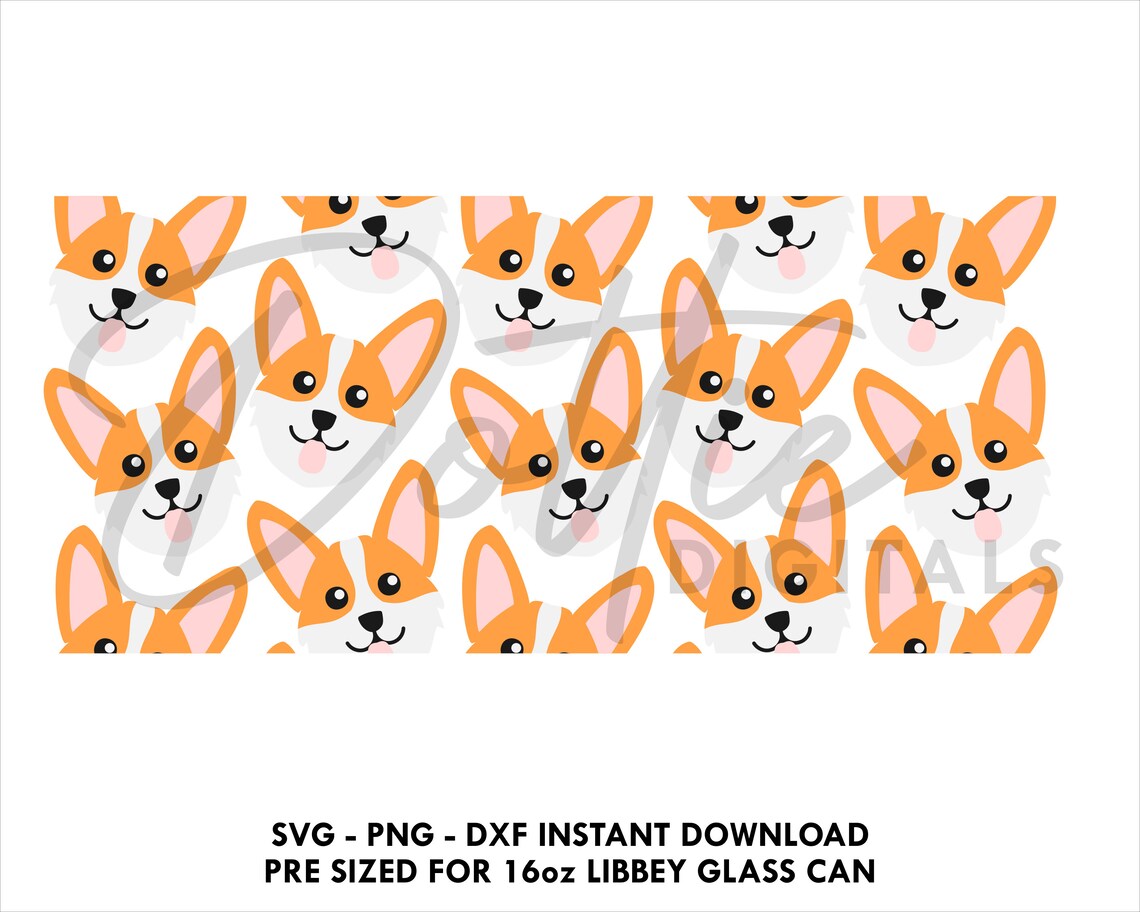 Corgi Glass Wrap SVG Dog Breeds Puppy 16oz Can Svg PNG DXF Cup - Etsy