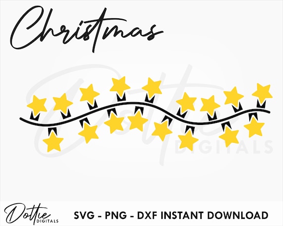 Christmas Star Shaped Lights SVG PNG DXF Xmas String Lights - Etsy