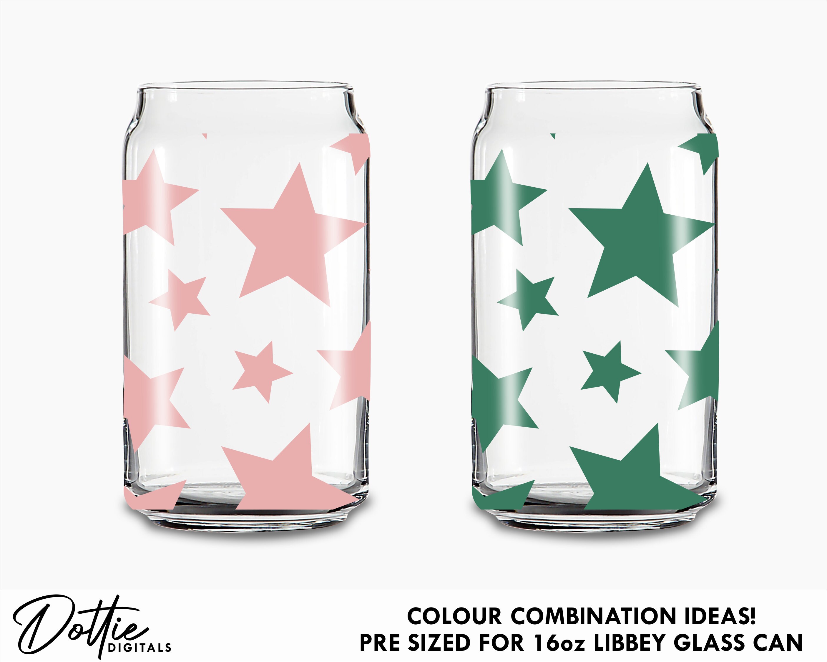 Stars 16 Oz Glass Can Cutfile SVG PNG DXF Simple Shapes Easy | Etsy