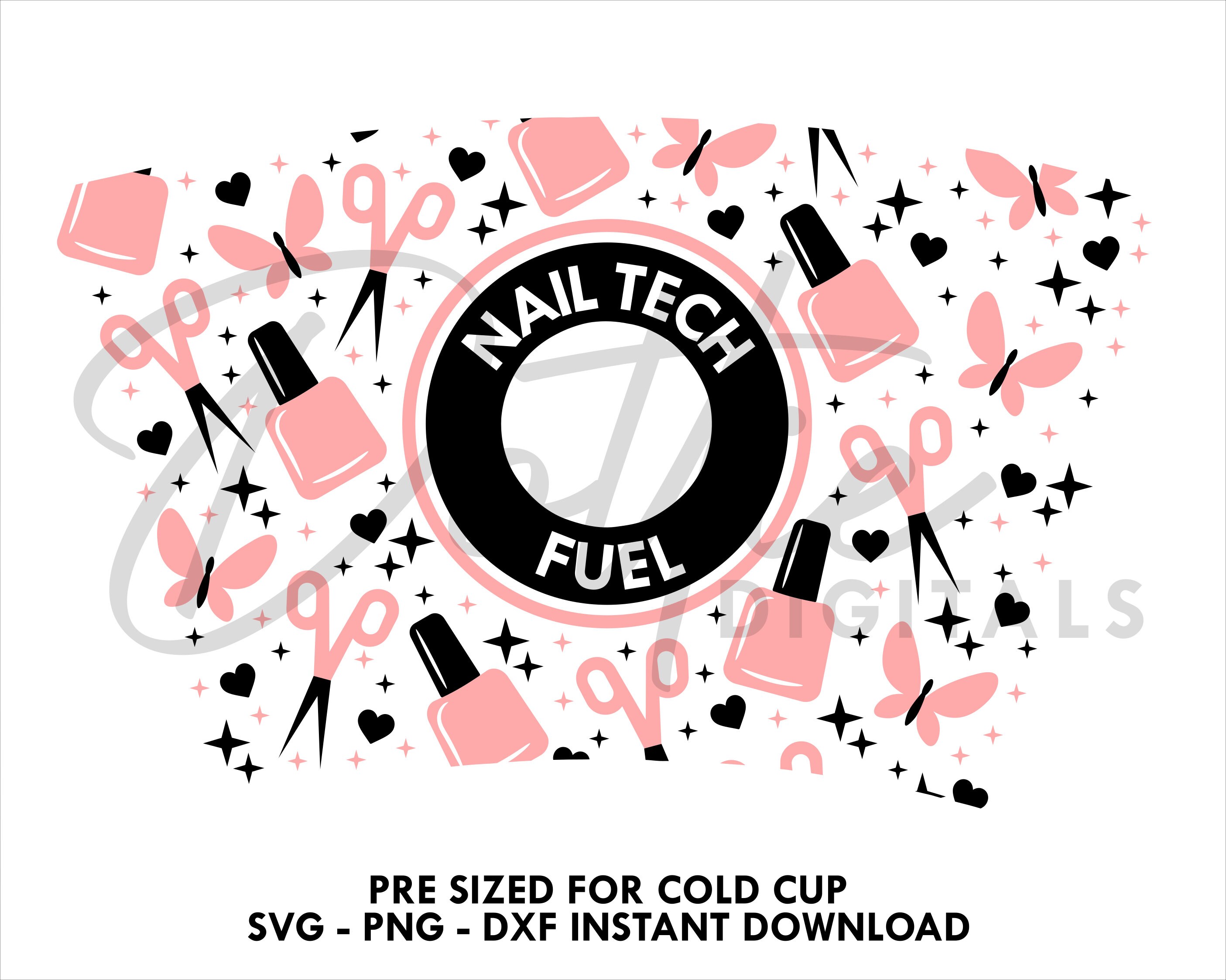 Nail Tech Fuel Cold Cup SVG PNG Dxf Nail Technician Cutting - Etsy