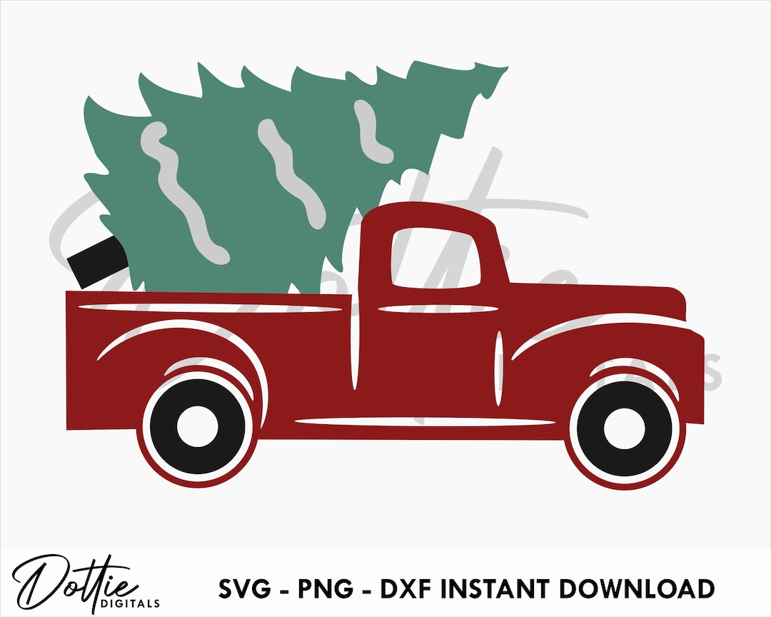 Christmas Tree Truck SVG PNG DXF Traditional Festive Winter Pine Spur ...