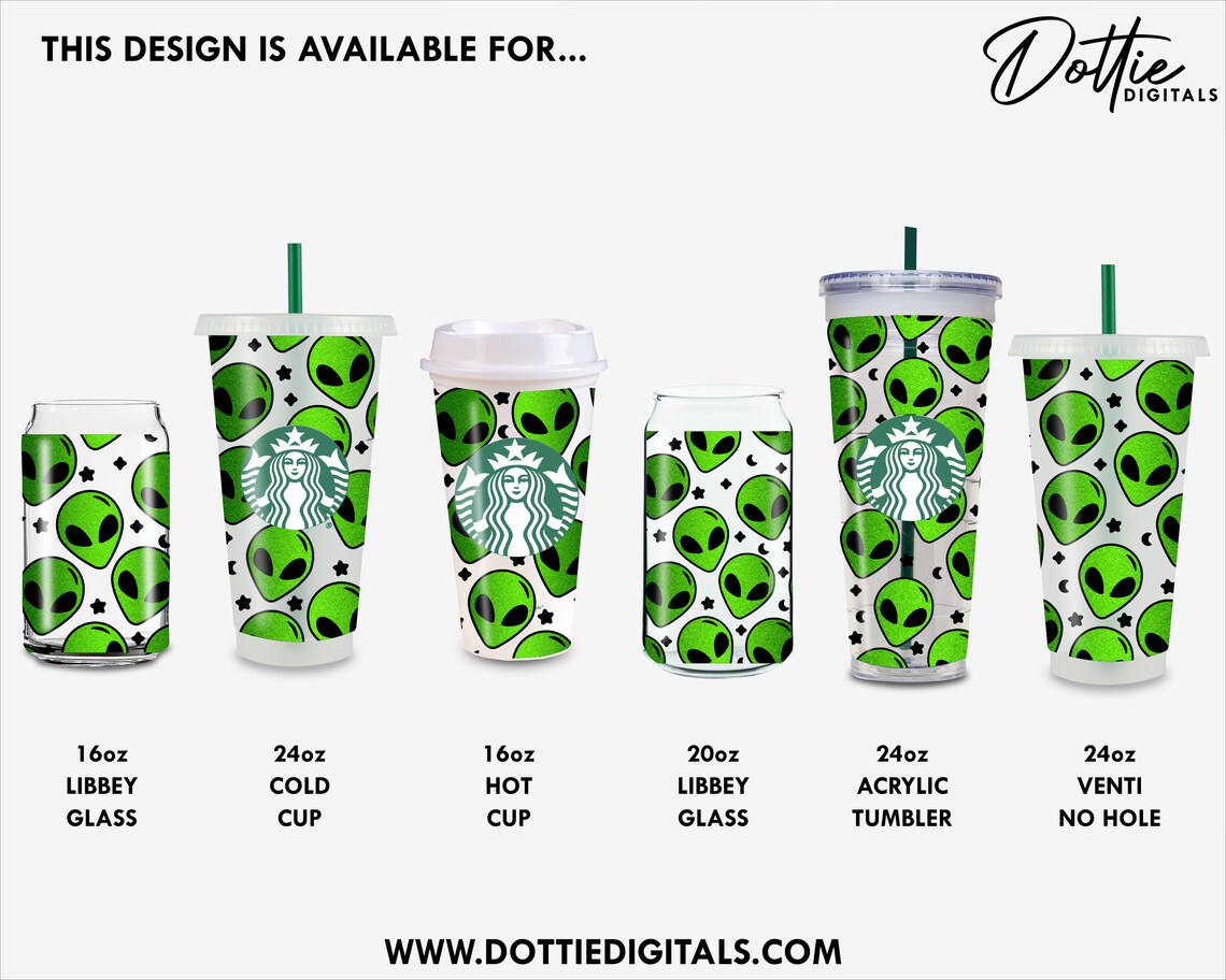 Aliens 16 Oz Glass Can Cutfile SVG PNG DXF - Outer Space 16oz Can Wrap ...