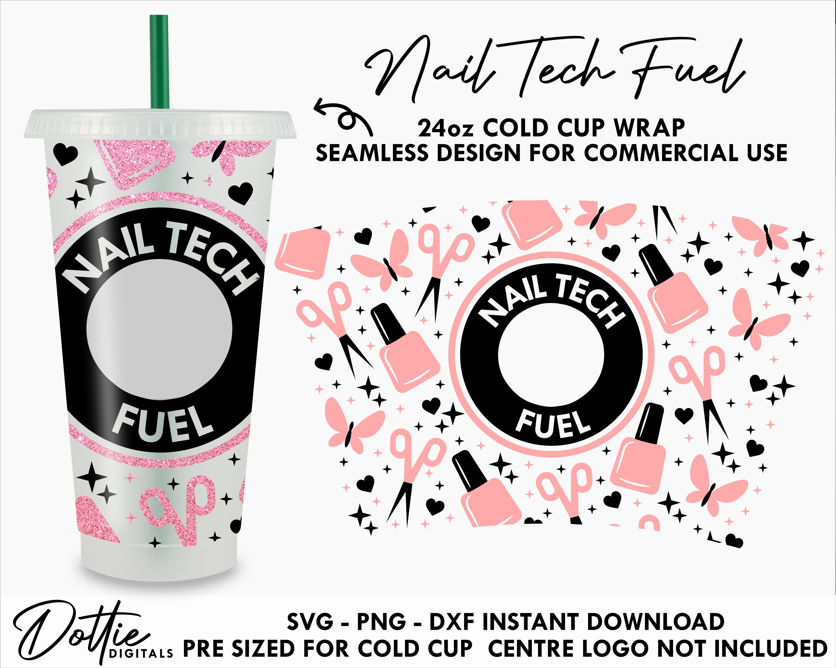Nail Tech Fuel Cold Cup SVG PNG Dxf Nail Technician Cutting - Etsy