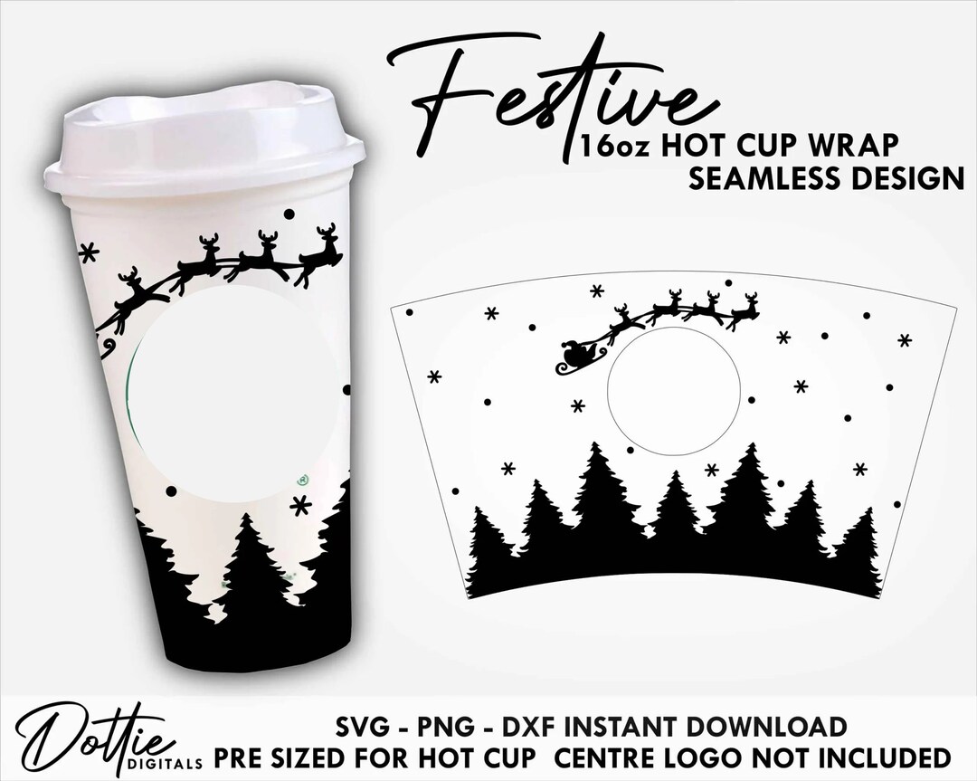 Sbux Hot Cup SVG Festive Cup Svg PNG DXF Christmas Eve Santa Cutting ...